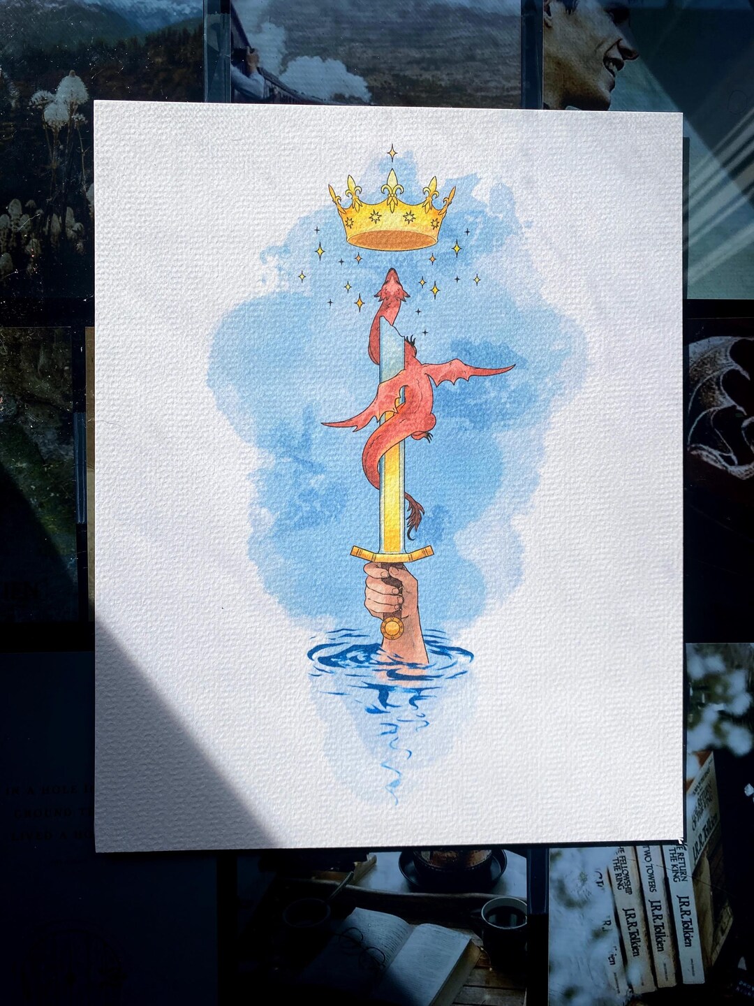 BBC Merlin Excalibur Dragon Watercolor Art Print [8x10, 5.5 X 8.5] - Etsy