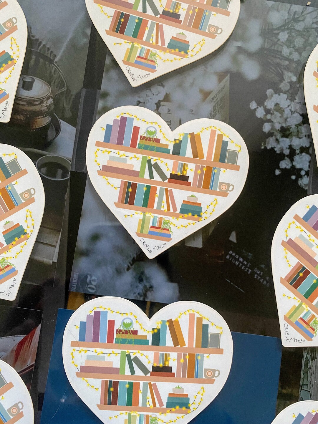 Book Lover Heart Shaped Bookshelf Vinyl Sticker - Etsy