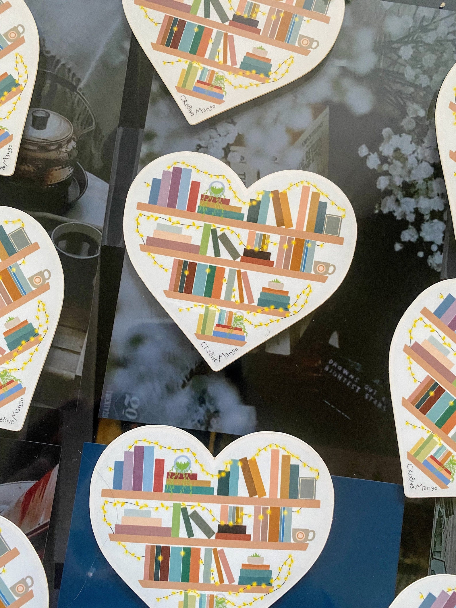 Book Lover Heart Shaped Bookshelf Vinyl Sticker | Etsy