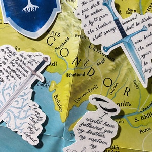 Gondor Lord of the Rings 4 Stickers Set Aragorn, Faramir, Boromir, Flag ...