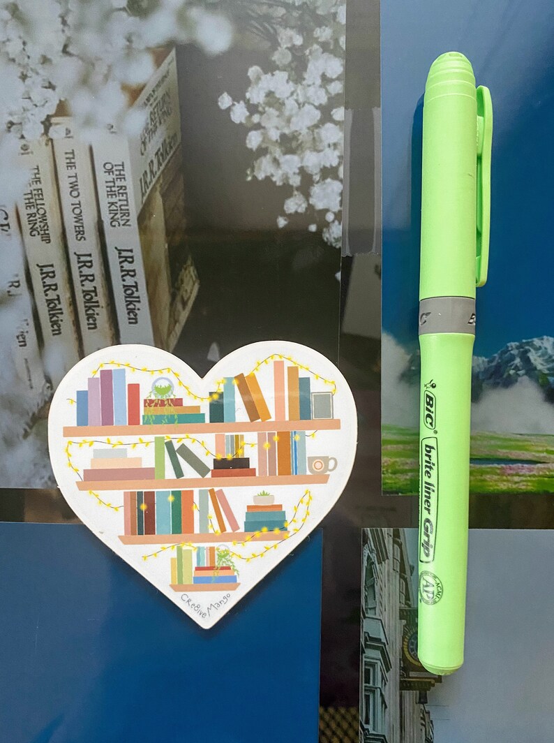 Book Lover Heart Shaped Bookshelf Vinyl Sticker | Etsy
