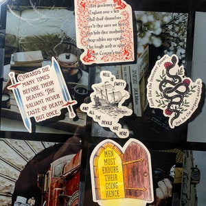 Shakespeare Waterproof Vinyl Sticker Set of 5 Literary Stickers - Etsy