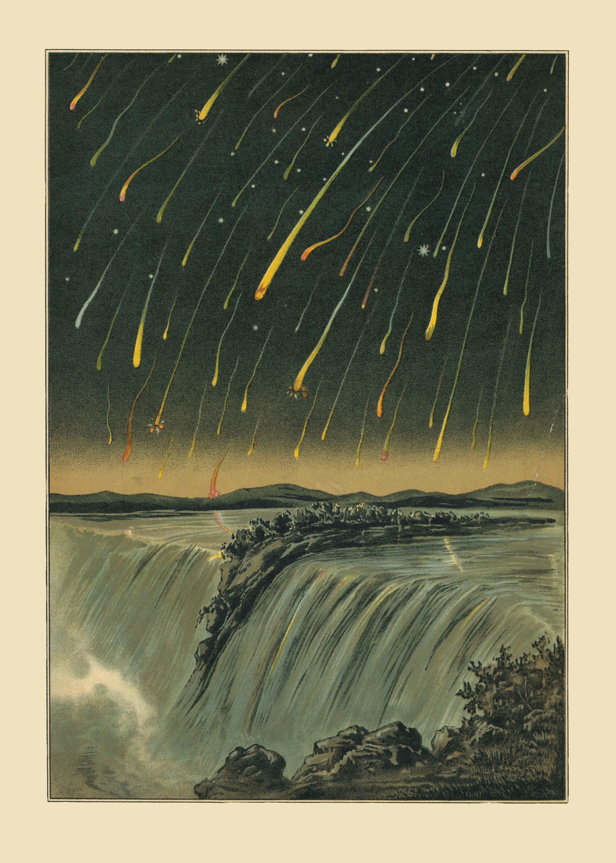 Shooting Stars Antique Art Reproduction - Fine Art Print - Astronomy ...