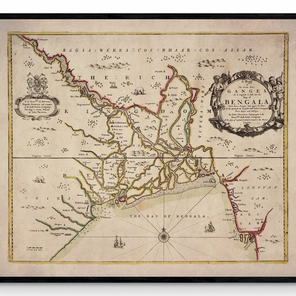 Vintage Map of Bangladesh Wall Decor - Etsy