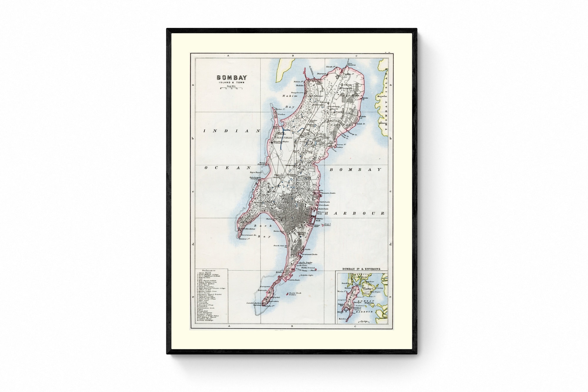 Bombay (island and Town) Map - Antique Reproduction - Mumbai City Map ...