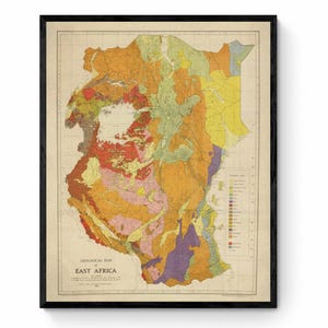 Geological Map of East Africa Map - Dated 1952 - Antique Reproduction ...