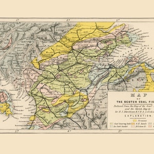 Map of the Scotch Coal Fields Antique Reproduction - Art Print ...