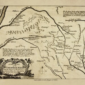 Cherokee Nation Map Dated 1760 - Antique Reproduction - Native American ...