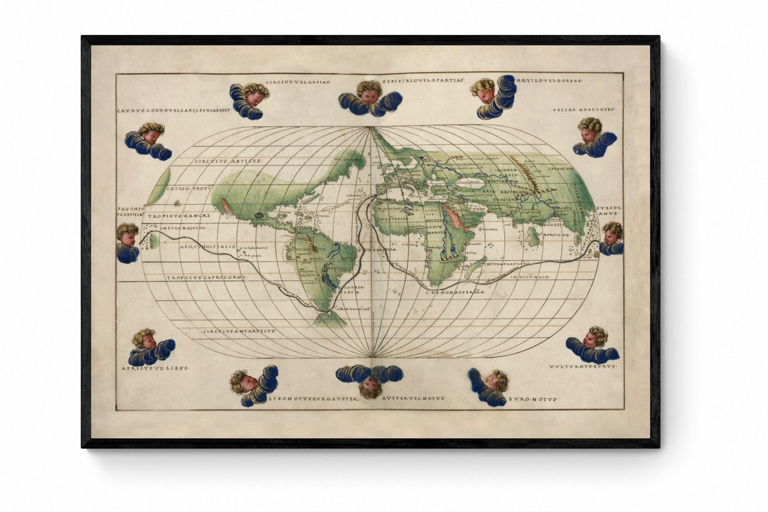 Map of the World in 1542 - Portolan Atlas - Battista Agnese - Antique ...