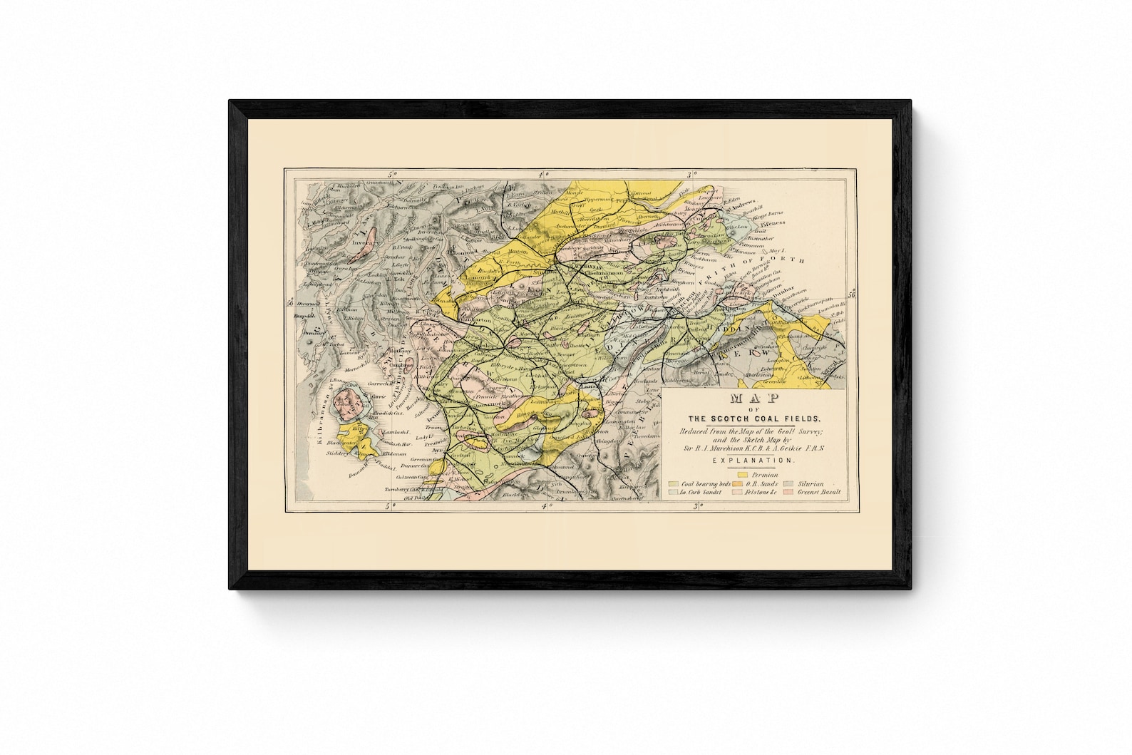 Map of the Scotch Coal Fields Antique Reproduction - Art Print ...