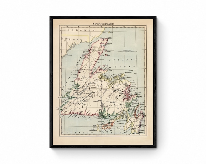Typographic Map of Newfoundland, Canada | Provincial Map | Canadian Map ...