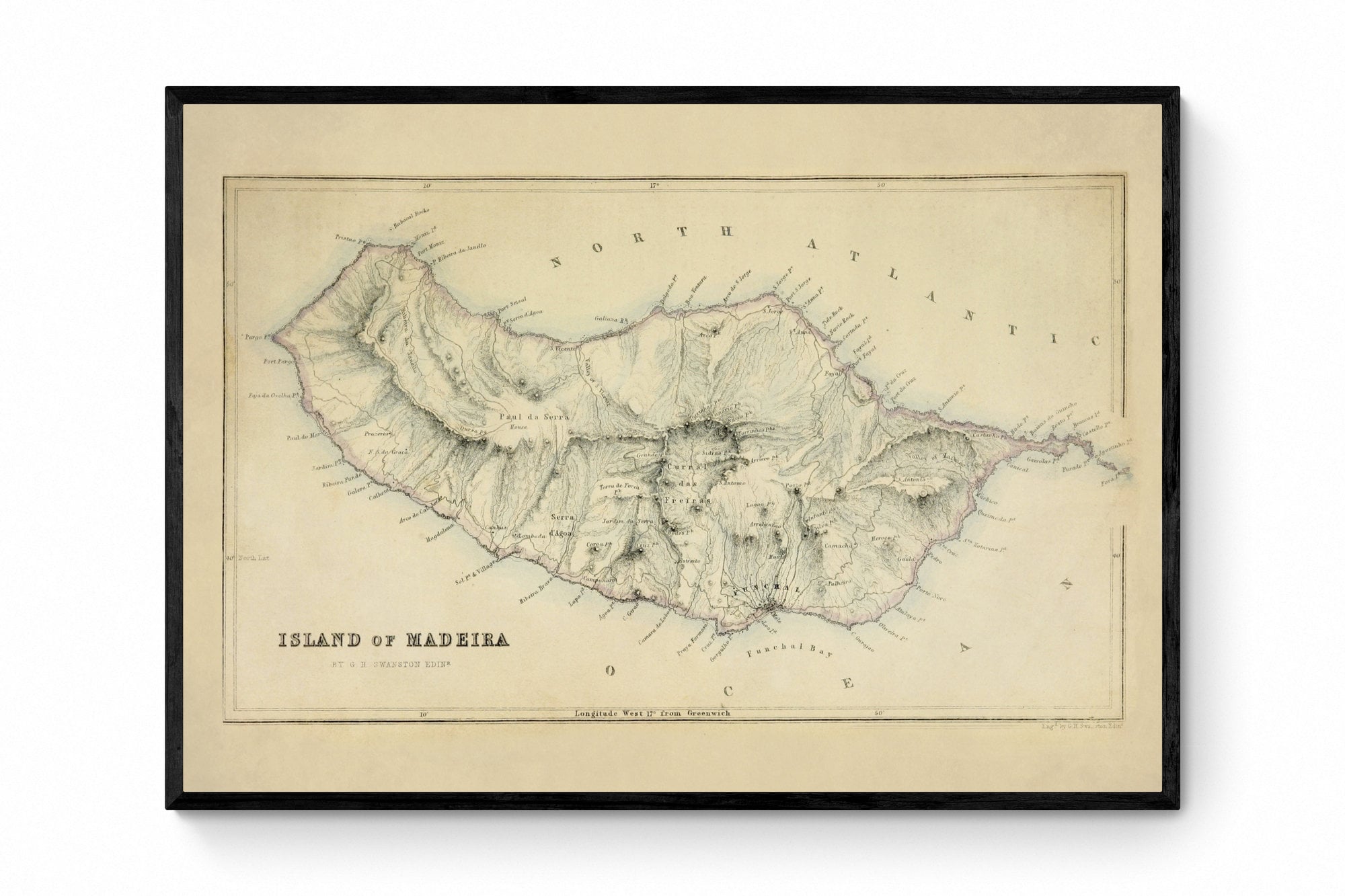 Island of Madeira Map Dated 1871 Antique Reproduction Portugal ...
