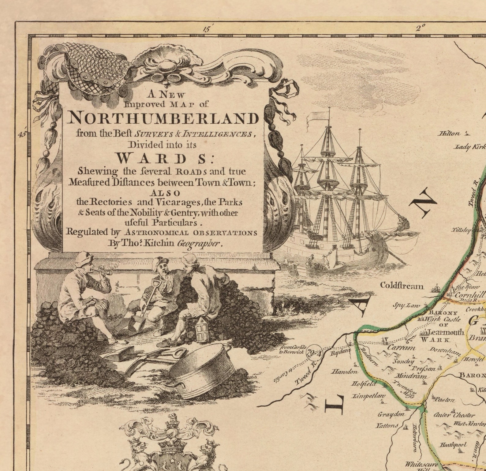 Northumberland Map Dated 1760 Divided Into the Wards - Antique ...