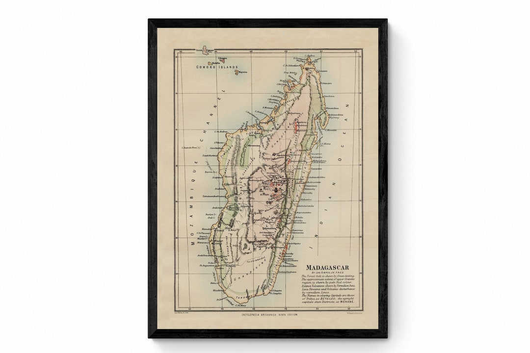 Madagascar Map Showing Geological Features, Tribes, Regions, Volcanoes ...