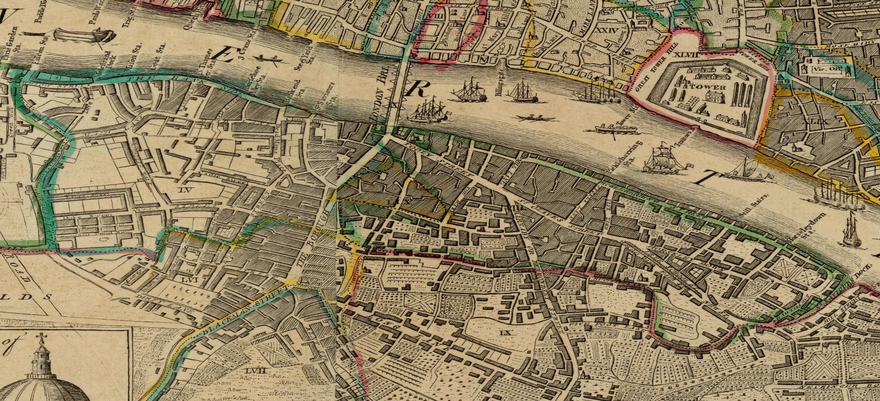 Cities of London & Westminster and Bourough of Southwark Map Dated 1776 ...