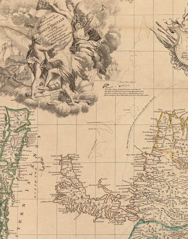 Scotland Map (north Britain) Dated 1745 - Antique Reproduction ...