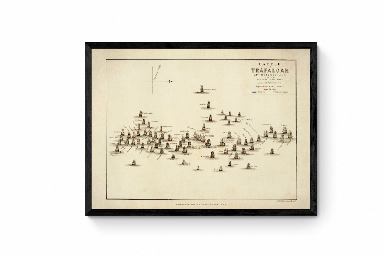 Battle of Trafalgar Map Showing Positions in Battle Antique - Etsy UK