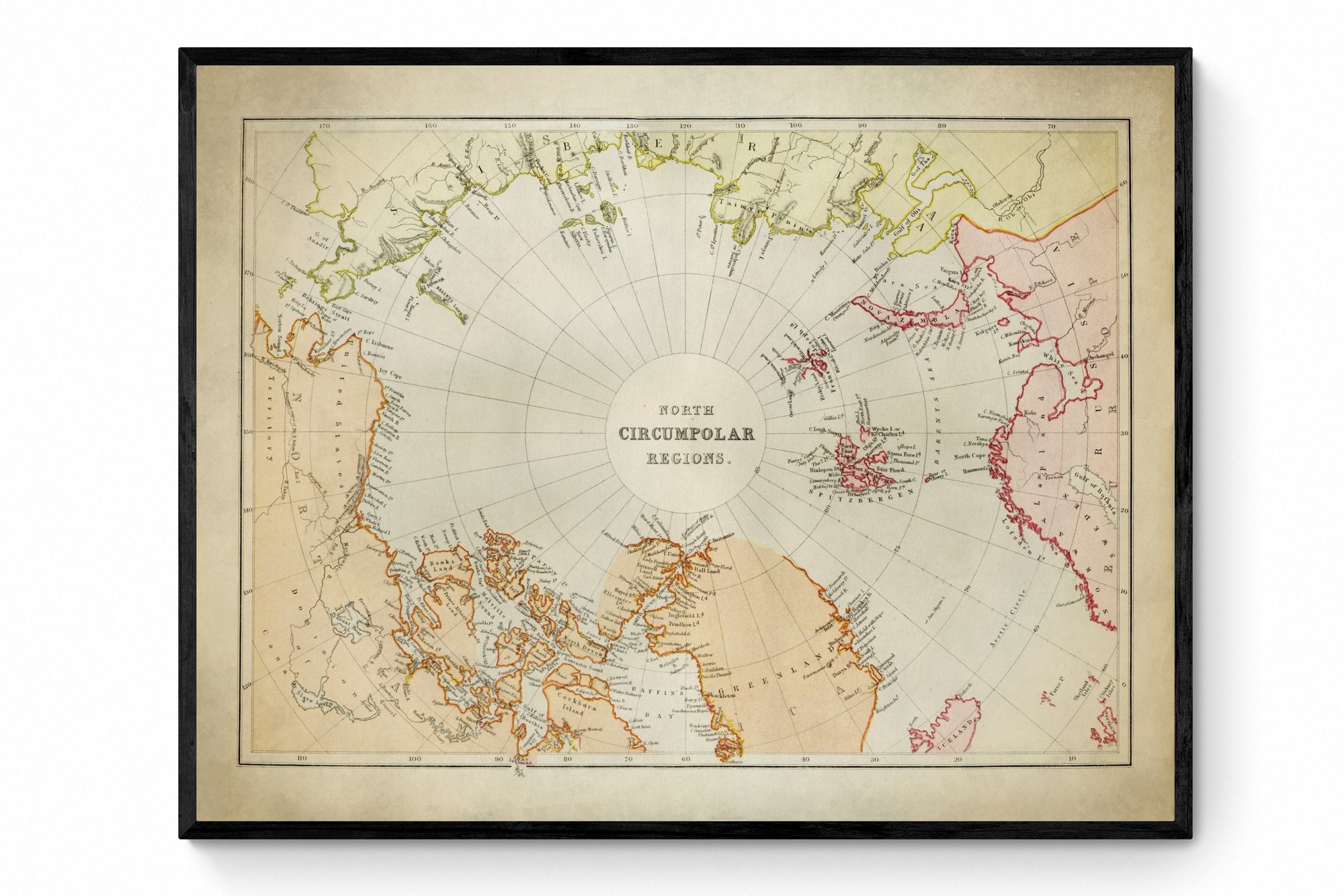 North Circumpolar Regions Map Antique Reproduction Dated - Etsy
