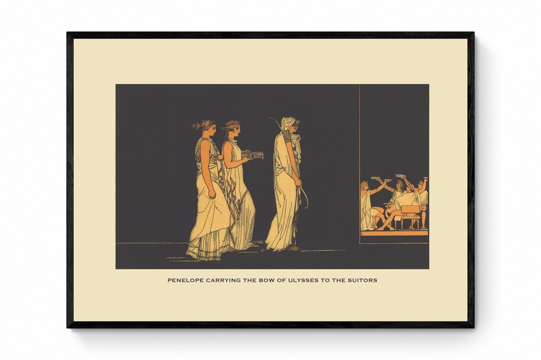 Penelope Carrying the Bow of Ulysses to the Suitors Print - Antique ...