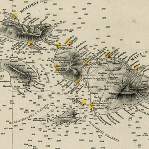 Hawaii Admiralty Map Dated 1885 - Sandwich Islands - Antique ...