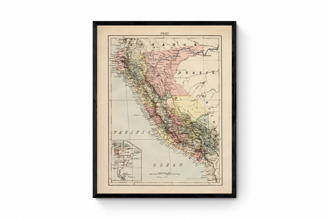 Peru - Antique Reproduction Map - Geography - South America - Available ...