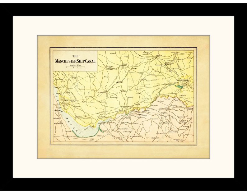 Map of the Manchester Ship Canal Antique Reproduction Unusual Wall Map ...