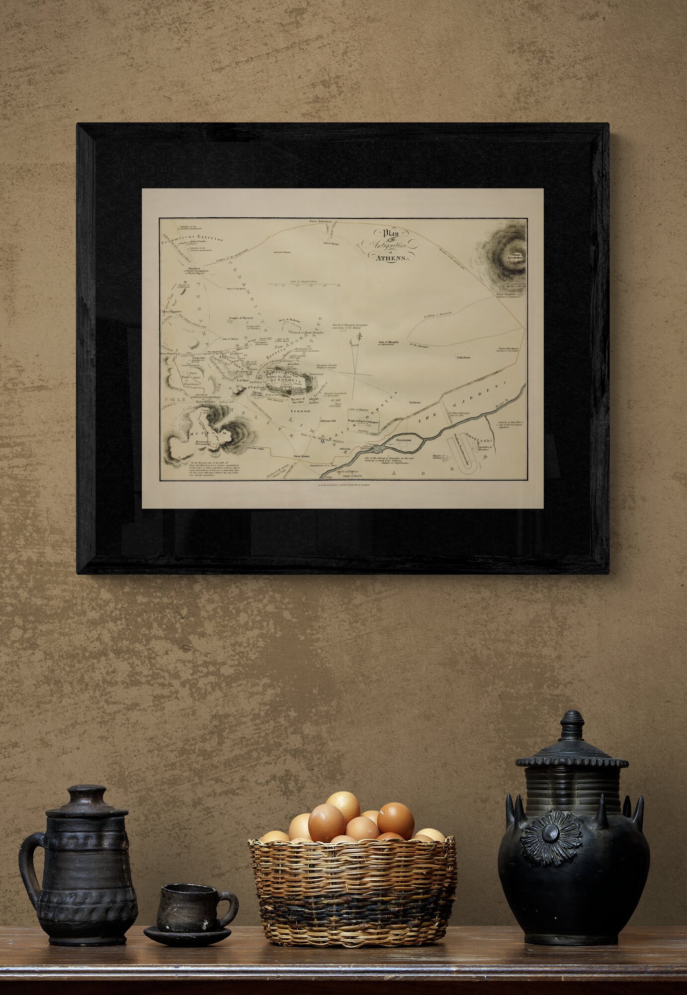 Plan of the Antiquities of Athens Map Antique Reproduction Ancient ...