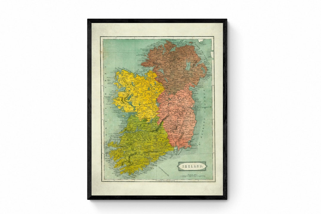 Ireland in 1863 Colourful Map - Antique Reproduction - Irish History ...