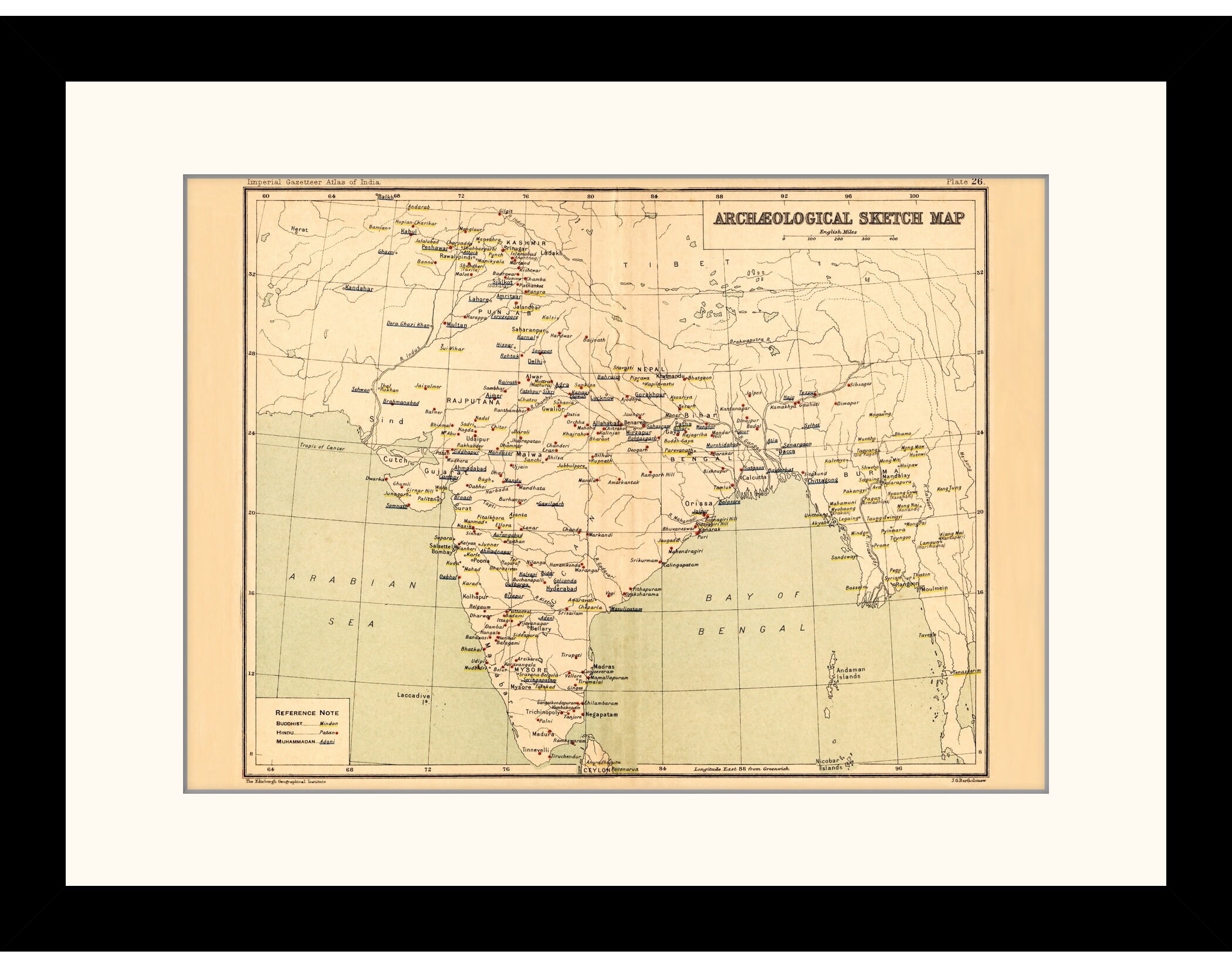 Archaelogical Sketch Map of India Showing Buddhist Hindu and - Etsy Canada