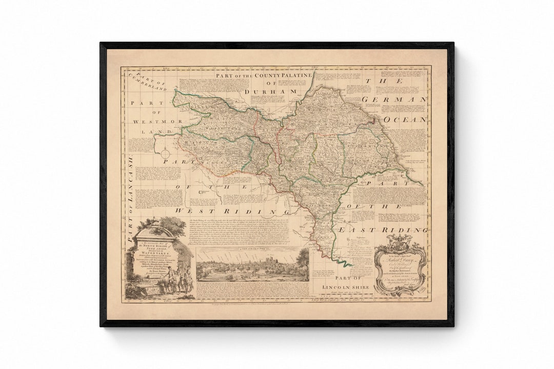 Yorkshire (north Riding) Map Dated 1755 - Antique Reproduction ...