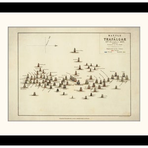 Battle of Trafalgar Map Showing Positions in Battle - Antique ...