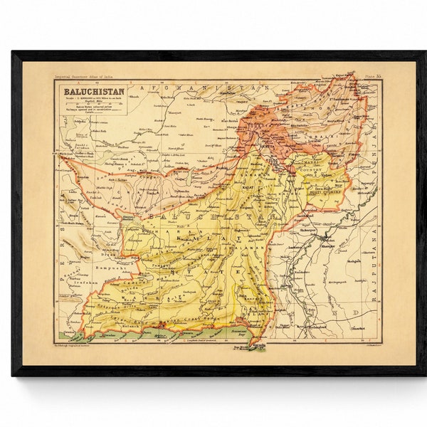 Antique Map of Pakistan - Etsy