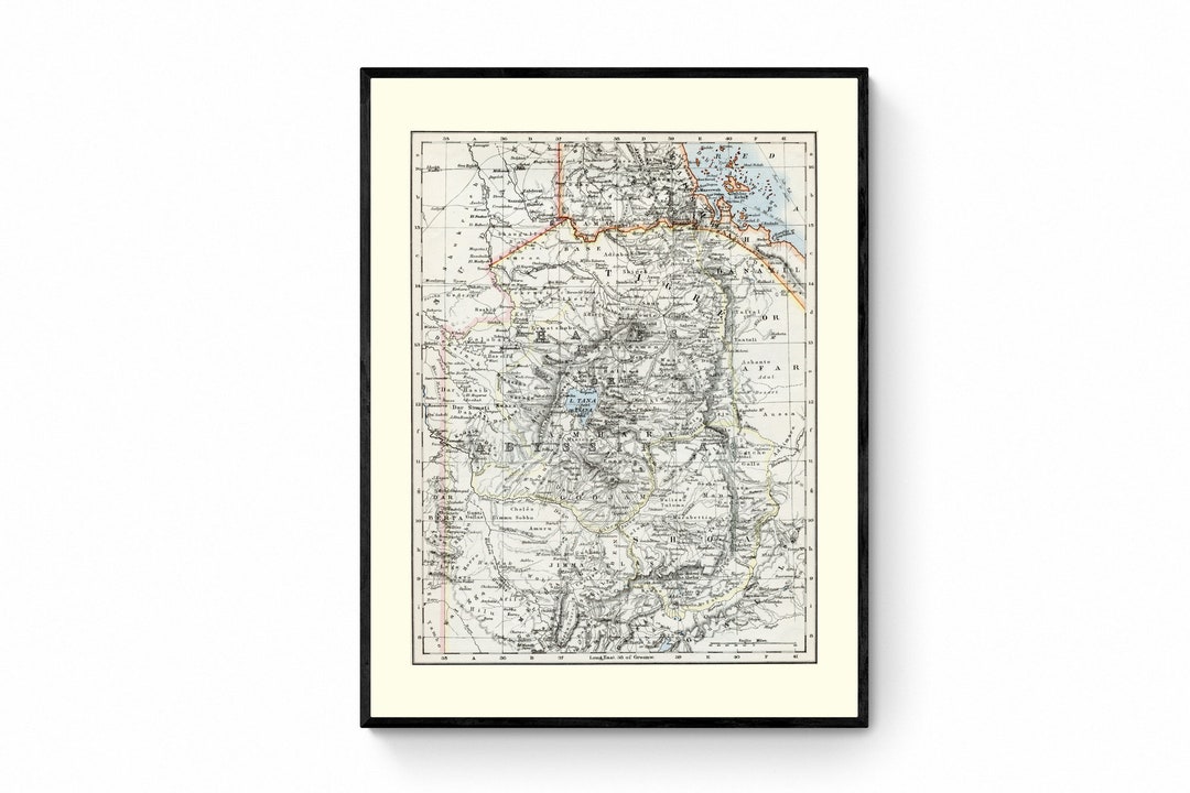 Abyssinia Map - Antique Reproduction - Ethiopia - Eritrea - Ethiopian ...