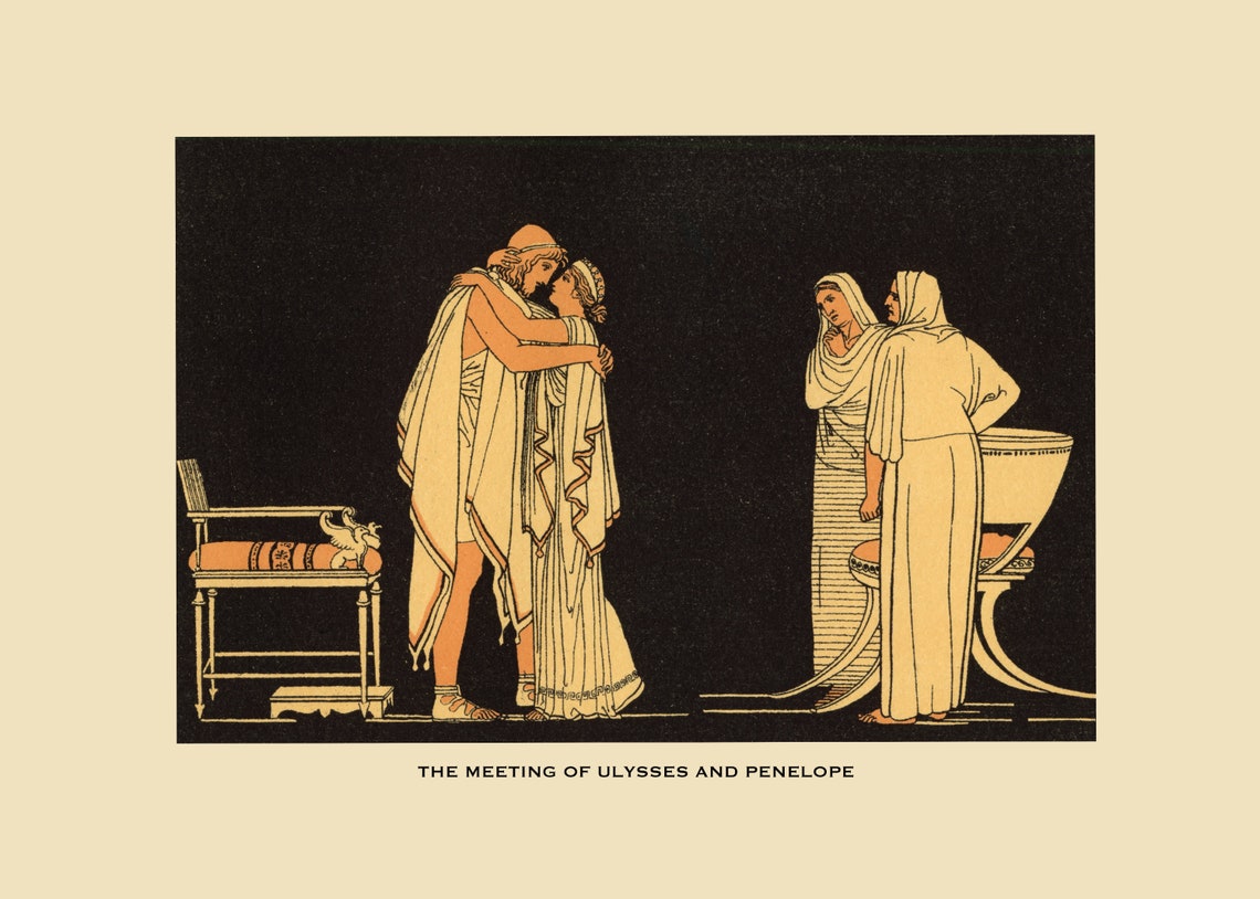 The Meet of Ulysses and Penelope Antique Reproduction Print - Greece ...