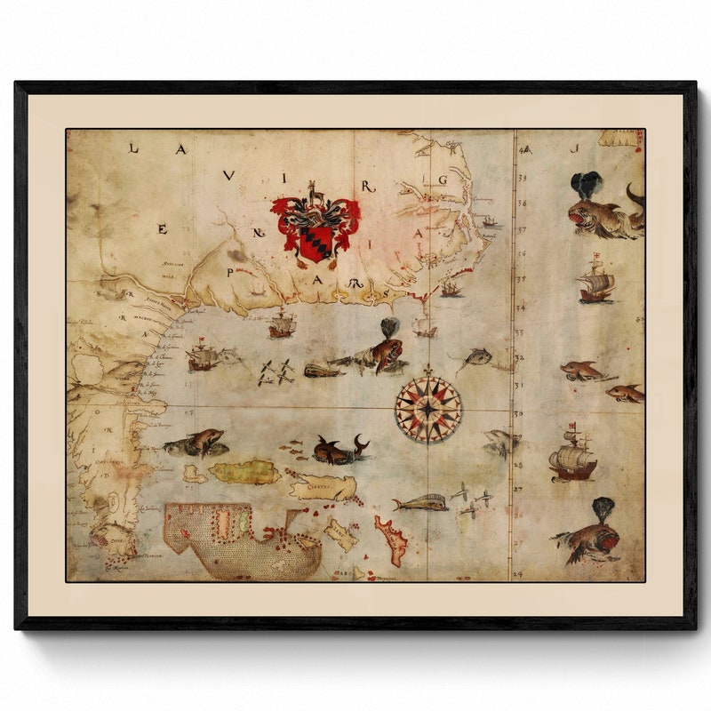 Framed Antique Map - Etsy