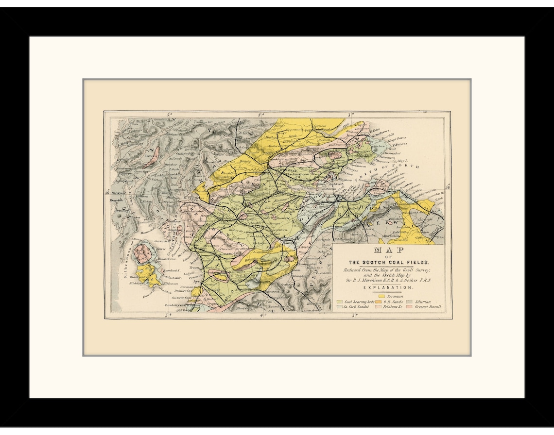 Map of the Scotch Coal Fields Antique Reproduction - Art Print ...