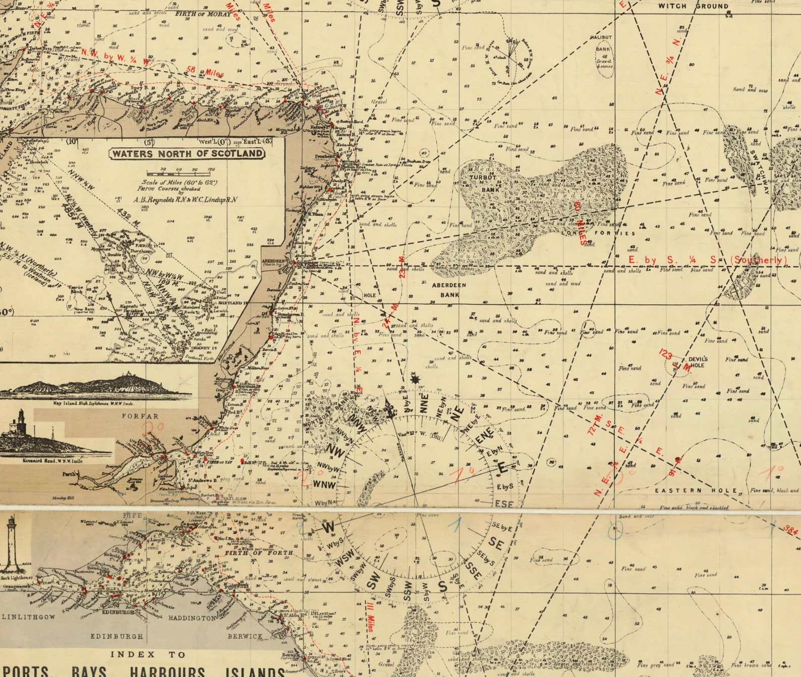 Fishermen's Chart of the North Sea Map - Antique Reproduction - Dated ...