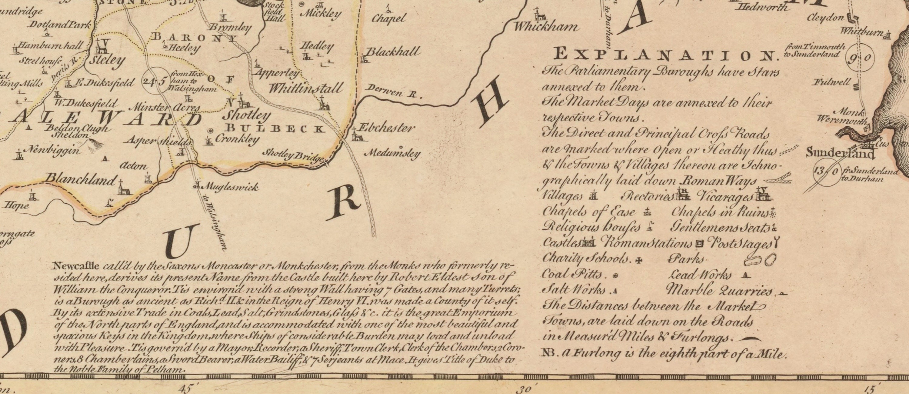 Northumberland Map Dated 1760 Divided Into the Wards - Antique ...