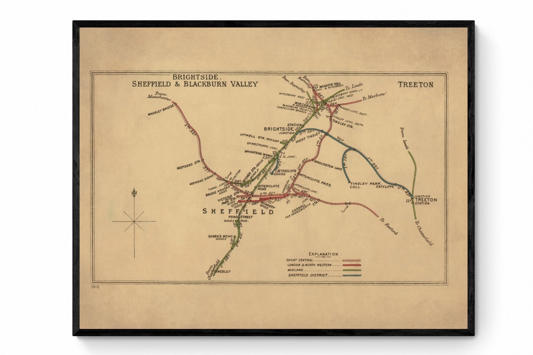 Railway Map - Brightside, Sheffield & Blackburn Valley 1912-14 ...