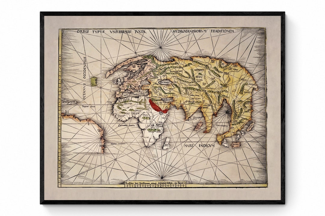 Ptolemy Map of the World in 1513 - Antique Reproduction Map - Geography ...