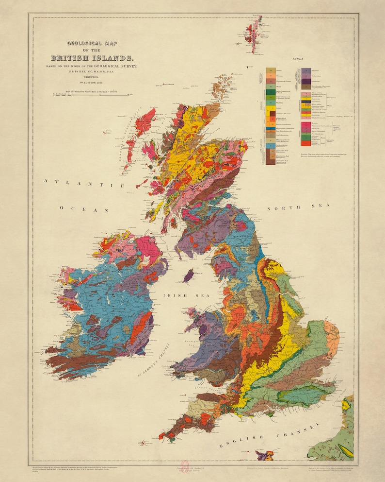 Geological Map of the British Islands Map - Antique Reproduction ...
