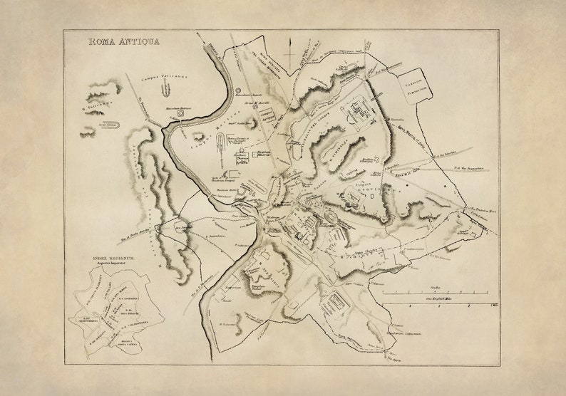 Ancient Rome Map Antique Reproduction Roma Antiqua Roman - Etsy