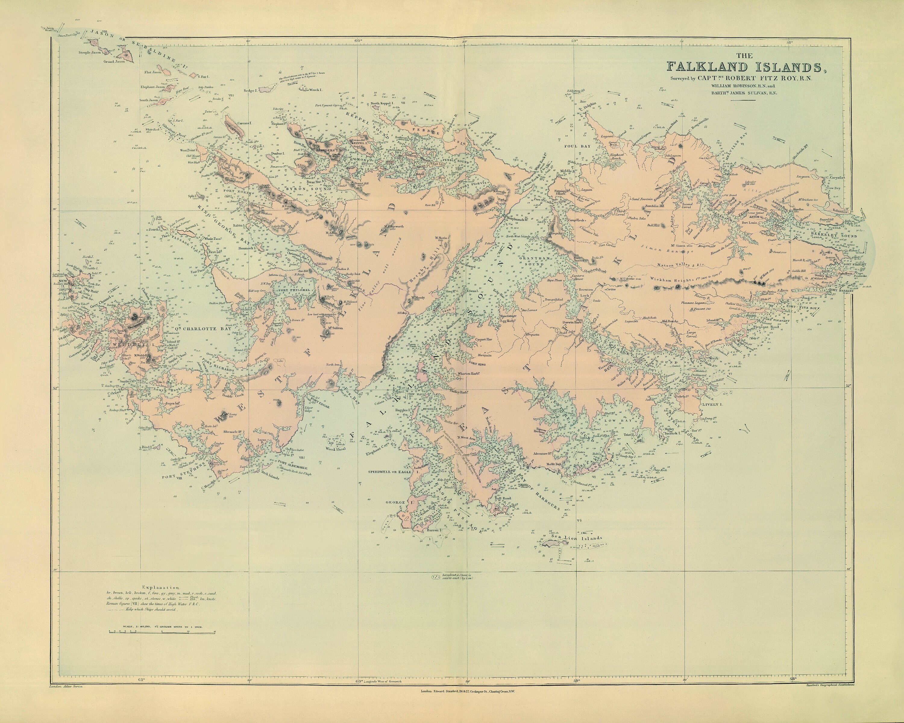 Falkland Islands Map - Antique Reproduction - Dated 1901 - Available ...