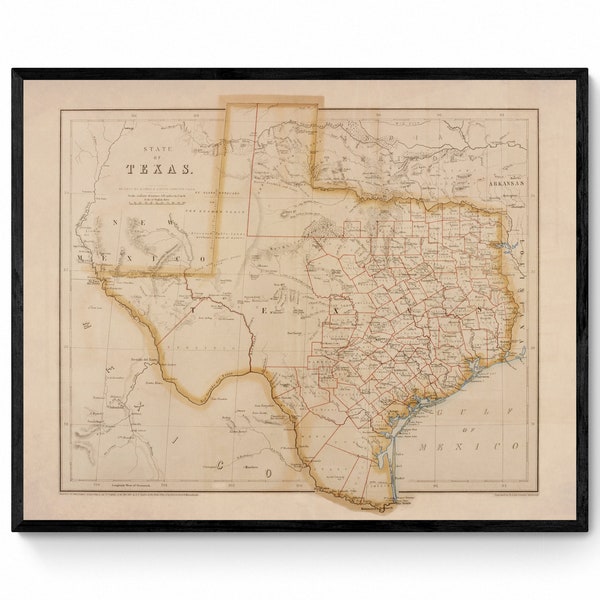 Texas Vintage Map - Etsy