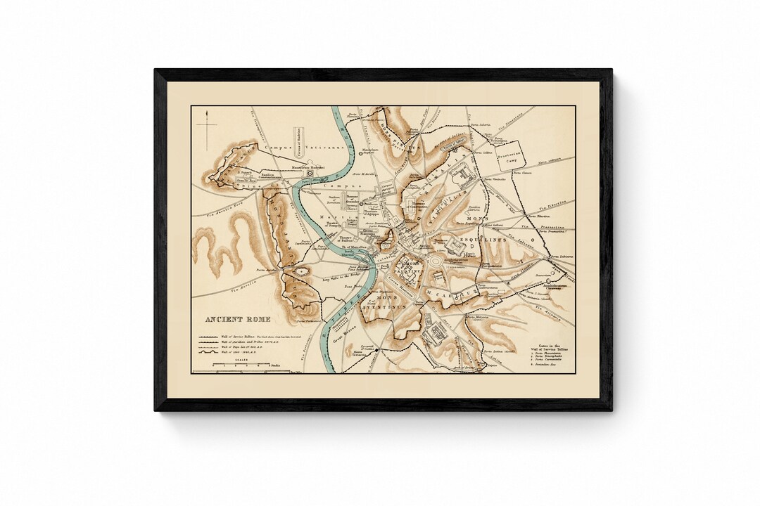 Ancient Rome Map - Antique Reproduction - Roman History - Classics ...