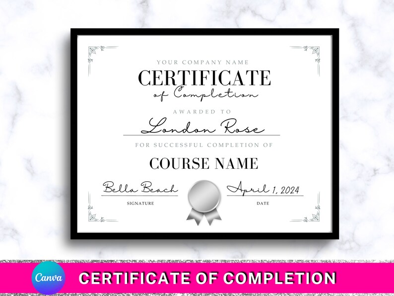 Certificate of Completion Template: Class Award (canva Editable) - Etsy