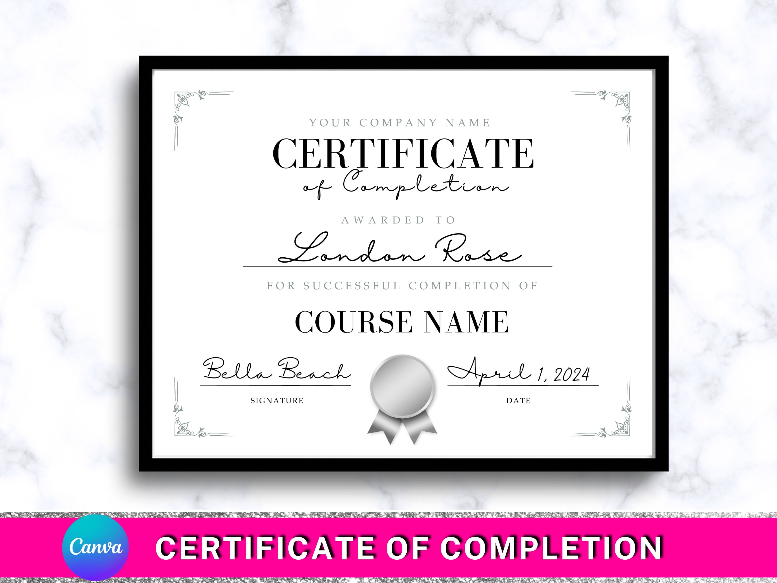 Certificate of Completion Template: Class Award (canva Editable) - Etsy