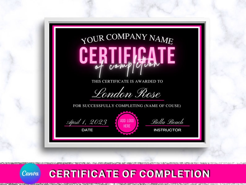 Editable Certificate of Completion Template: Beauty Course, Makeup, Hair, Nail (canva) - Etsy