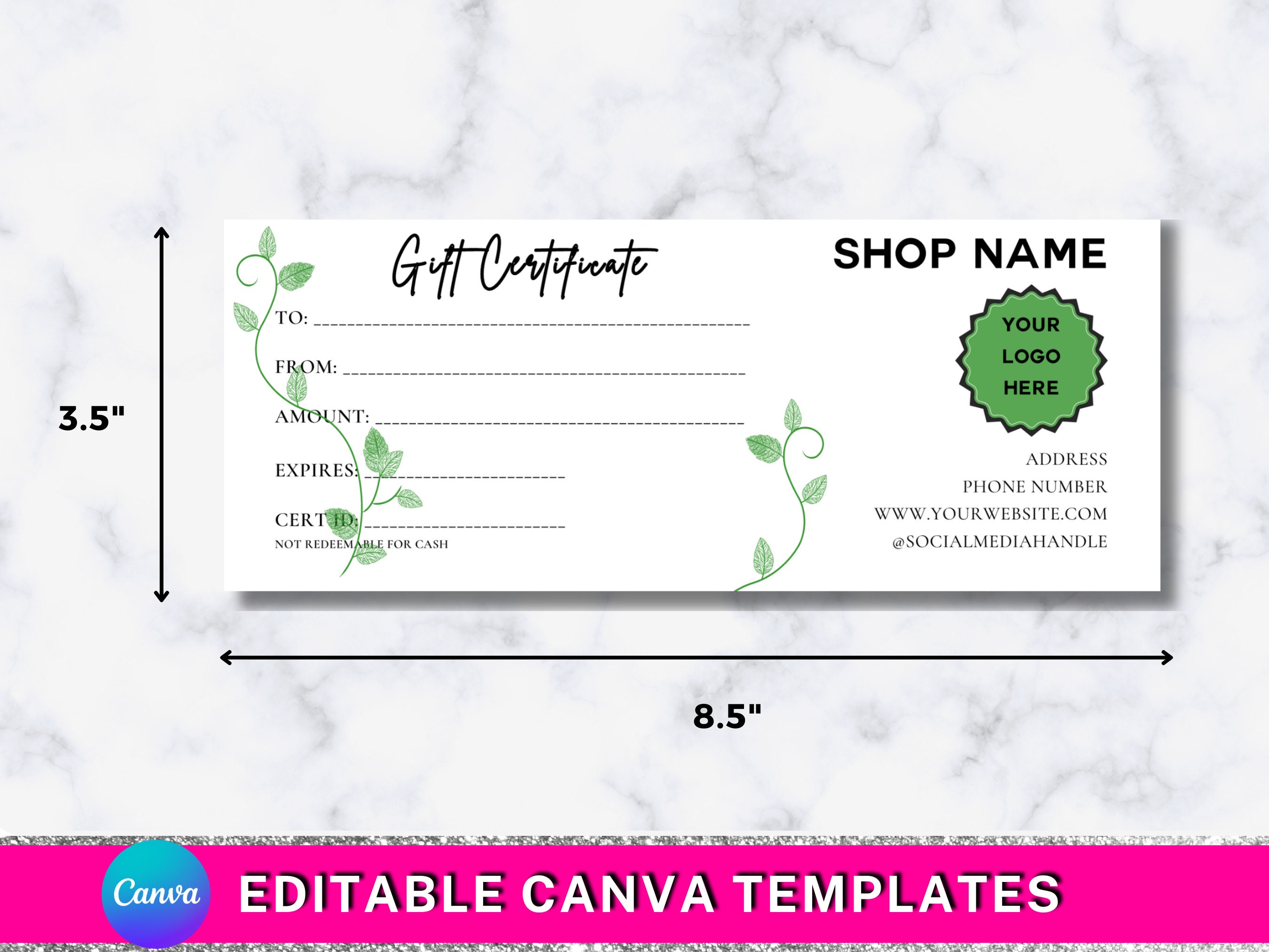 Spa Gift Certificate, Printable Gift Card, Editable Gift Certificate ...
