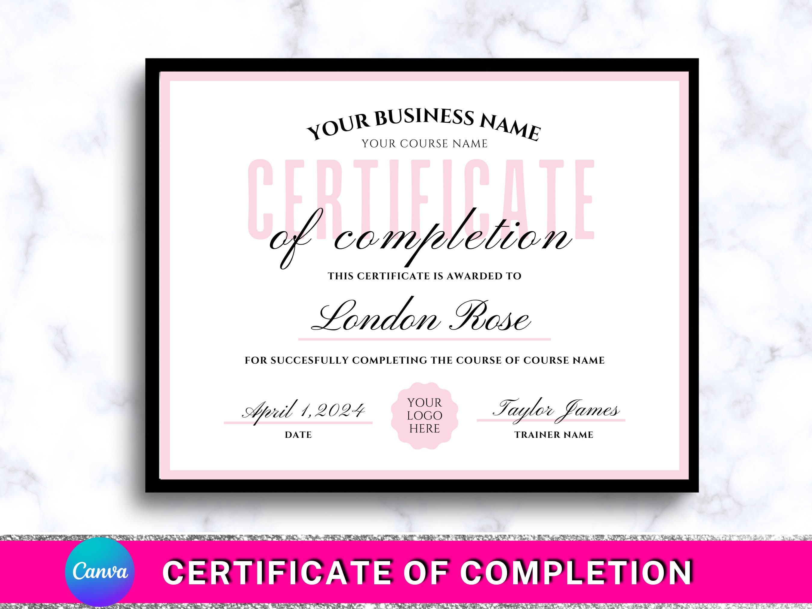 Certificate of Completion Template: Class Award (canva Editable) - Etsy